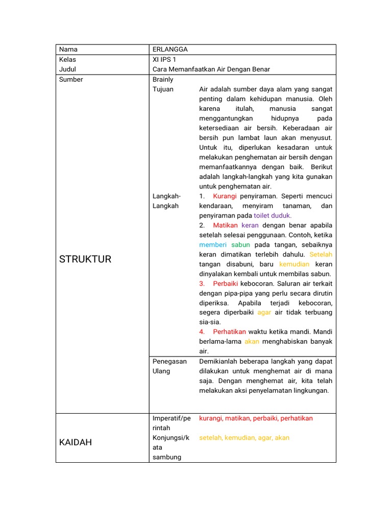 Teks Prosedur ERLANGGA XI IPS 1 | PDF