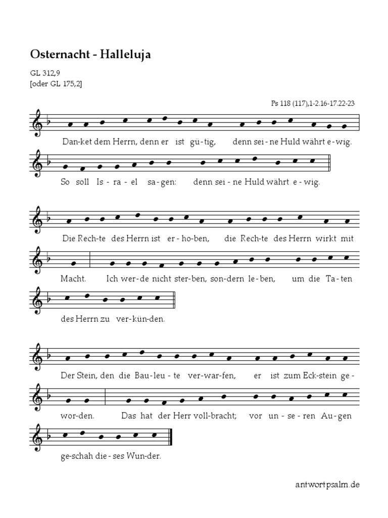 Osternacht - Halleluja: GL 312,9 (Oder GL 175,2) | PDF