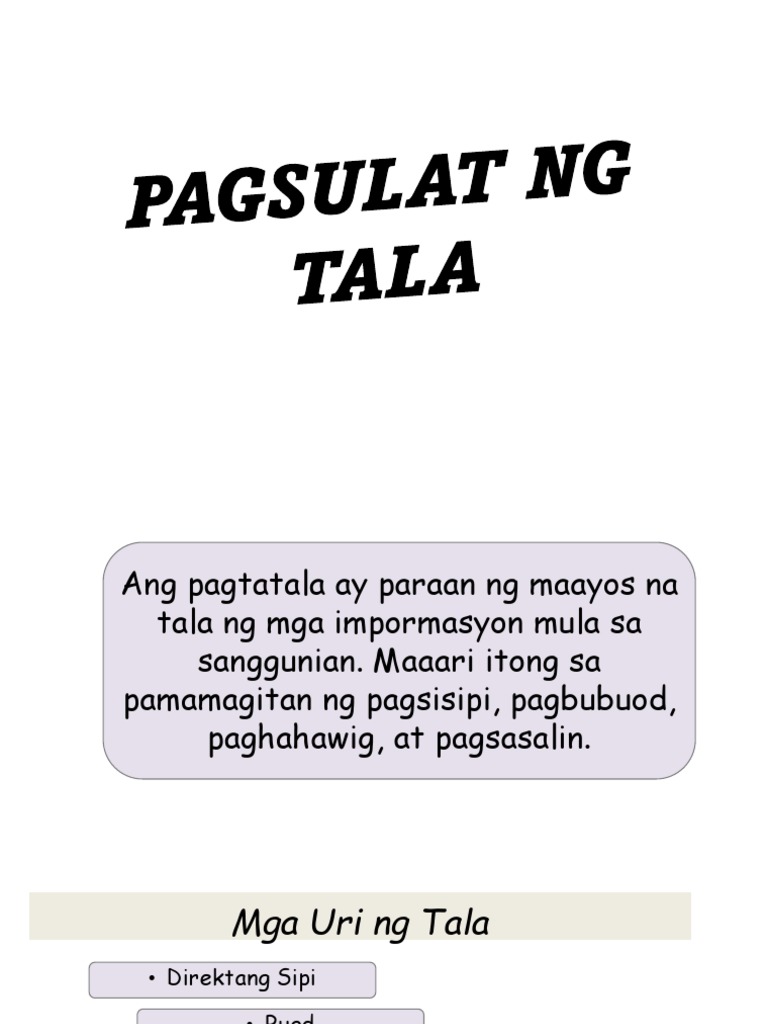 Pagsulat NG Tala | PDF
