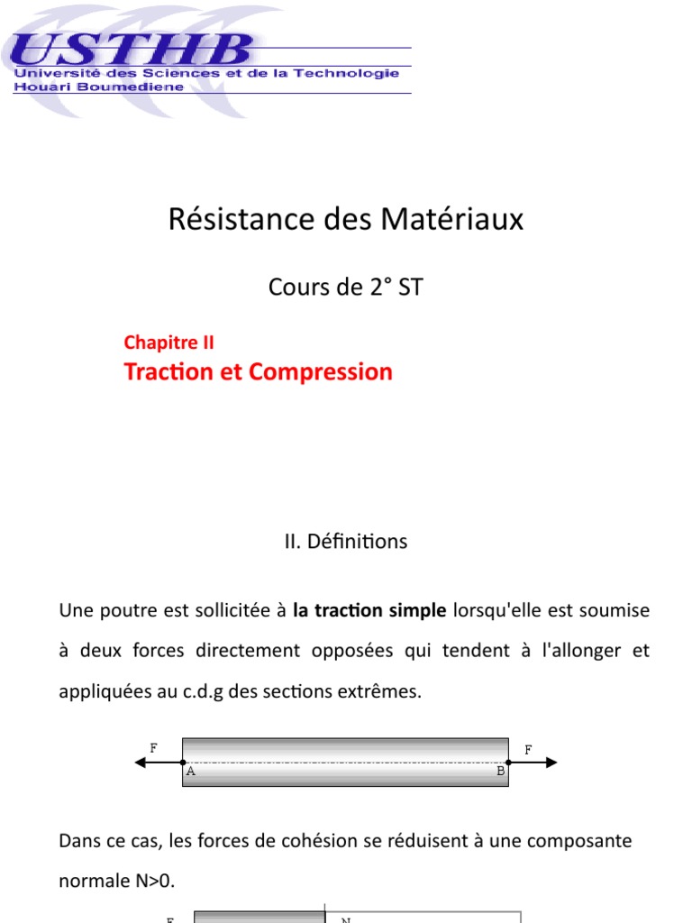 Chapitre 2 Traction Et Compression | PDF | Résistance des matériaux | Élasticité (Physique)