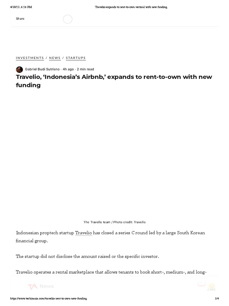 Travelio Expands To Rent-To-Own Vertical With New Funding | PDF ...