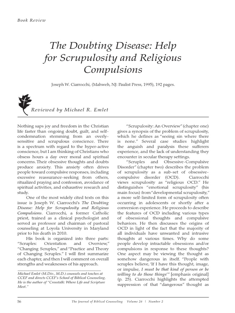 The Doubting Disease - Help For Scrupulosity and Religious ... - CCEF ...