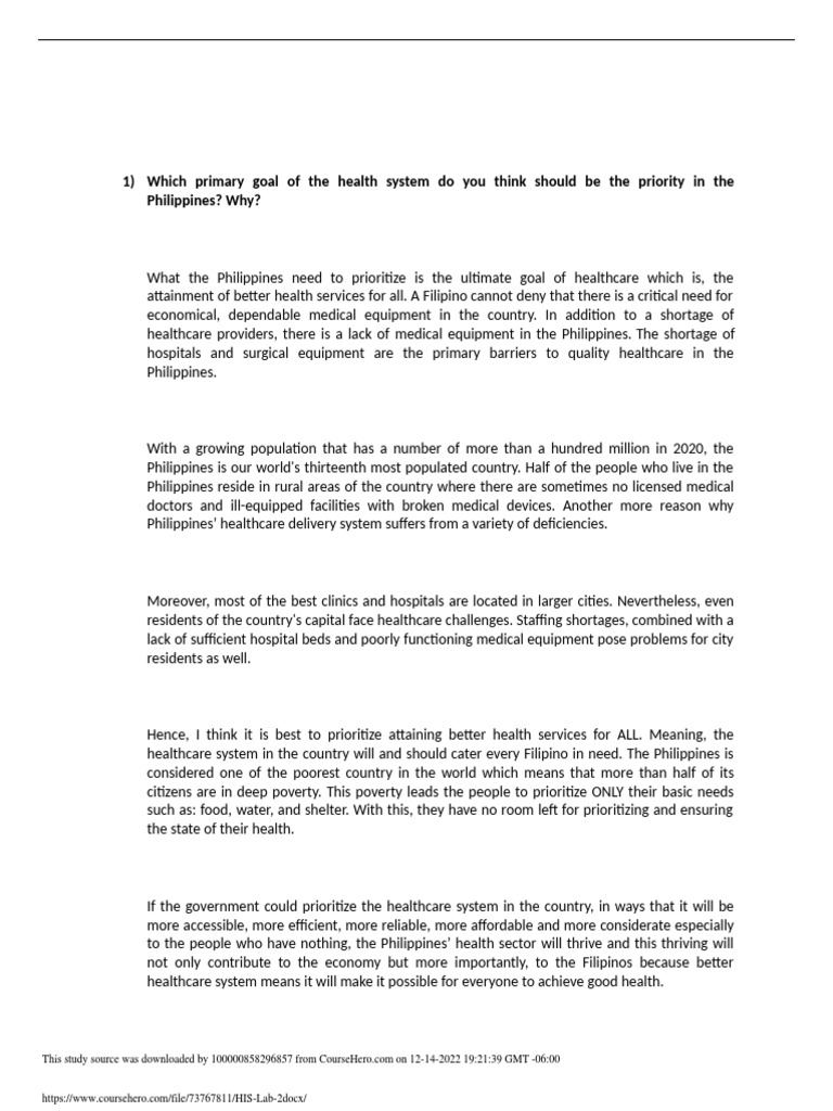 Attaining Better Health Services for All: Prioritizing Healthcare ...