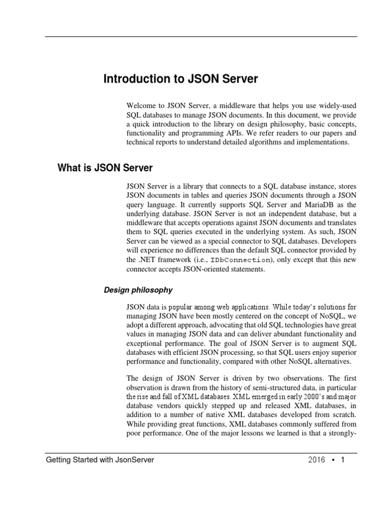 JsonServer User Manual | PDF | Databases | Sql