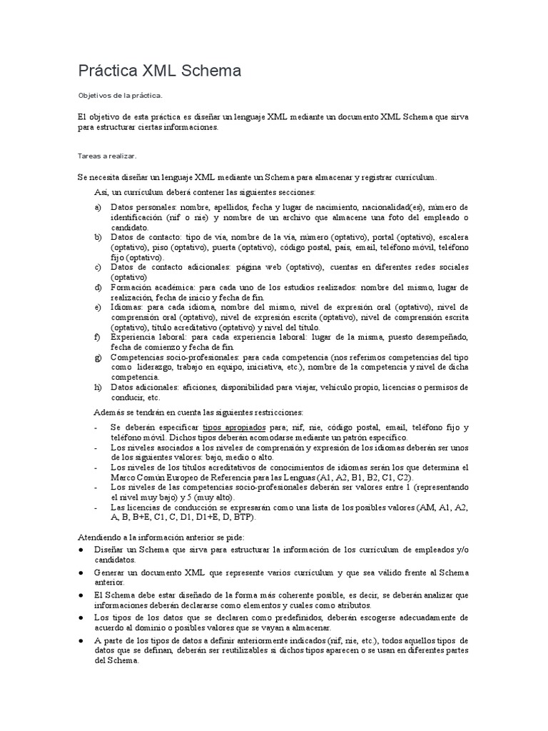 Practica XML Schema | PDF | Xml | Ingeniería de software