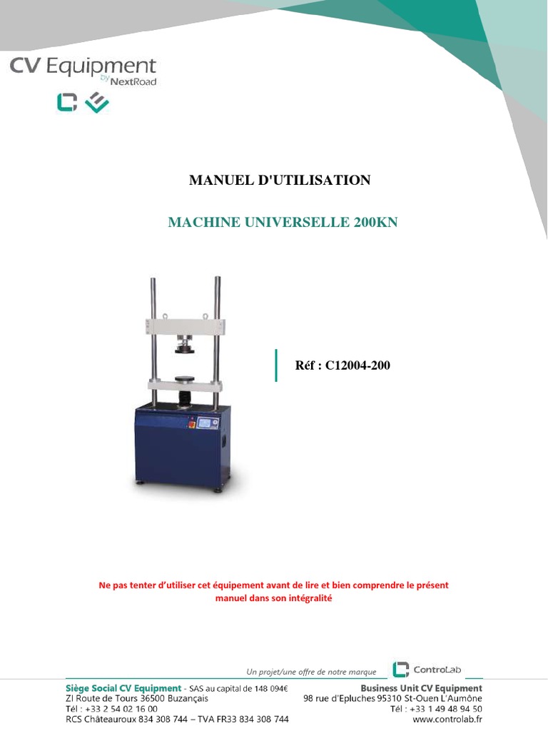 Machine Universelle 200Kn: Manuel D'Utilisation | Download Free PDF ...