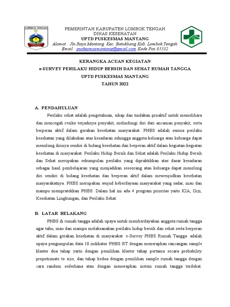 KAK e-SURVEY PHBS | PDF