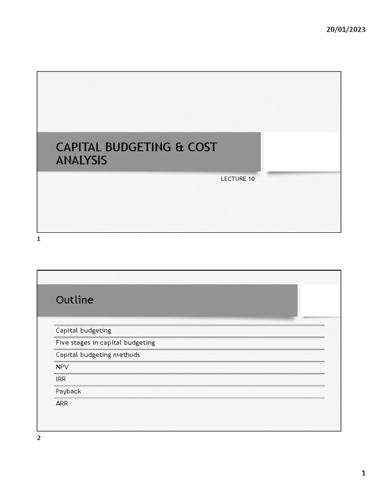 Capital Budgeting & Cost Analysis: Outline | PDF | Capital Budgeting | Net Present Value