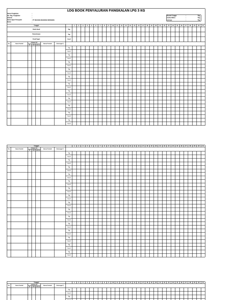 Log Book Penyaluran Pangkalan LPG 3 KG | PDF
