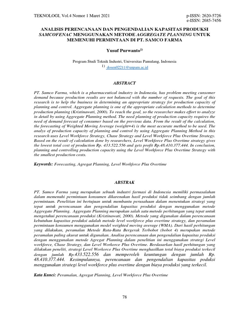 Samcofenac Menggunakan Metode Aggregate Planning Untuk | PDF ...