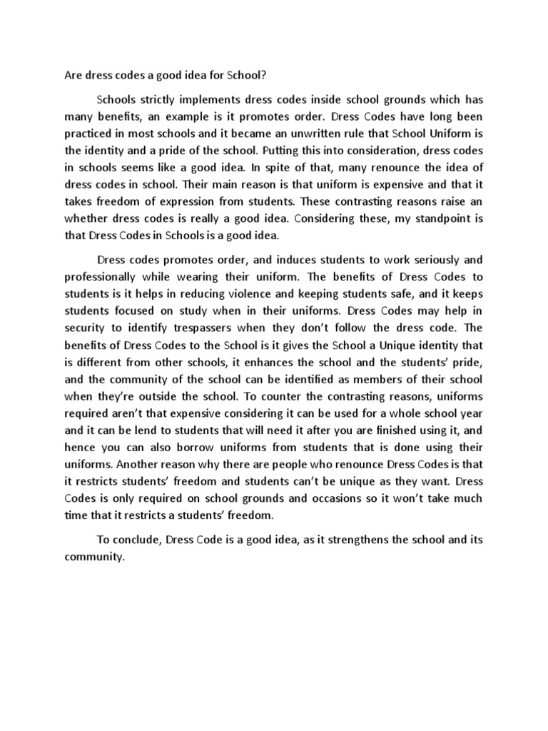 The Case for School Dress Codes | PDF