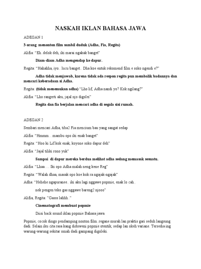 Naskah Iklan Bahasa Jawa | PDF