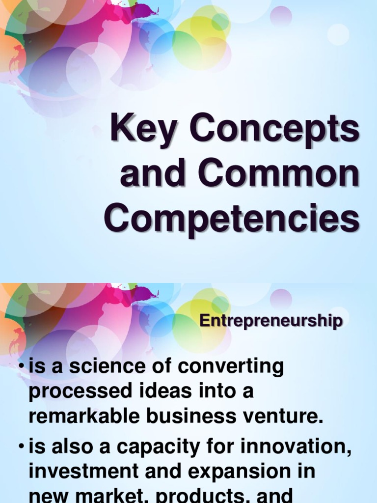 Key Concepts and Common Competencies - Copy | PDF | Entrepreneurship | Risk