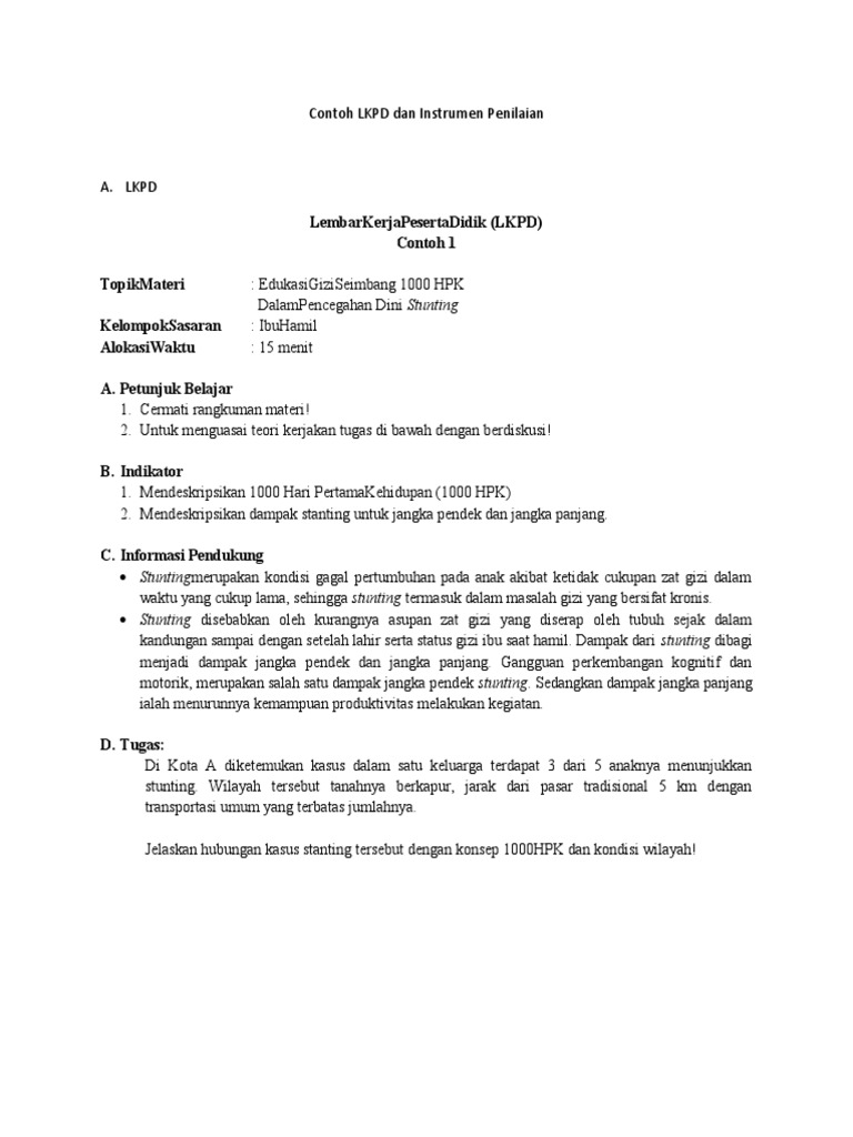 Contoh LKPD Dan Instrumen Penilaian | PDF | Kesehatan Holistik | Gaya Hidup