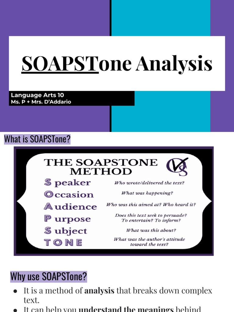 SOAPSTone Analysis Guide | PDF | Career & Growth