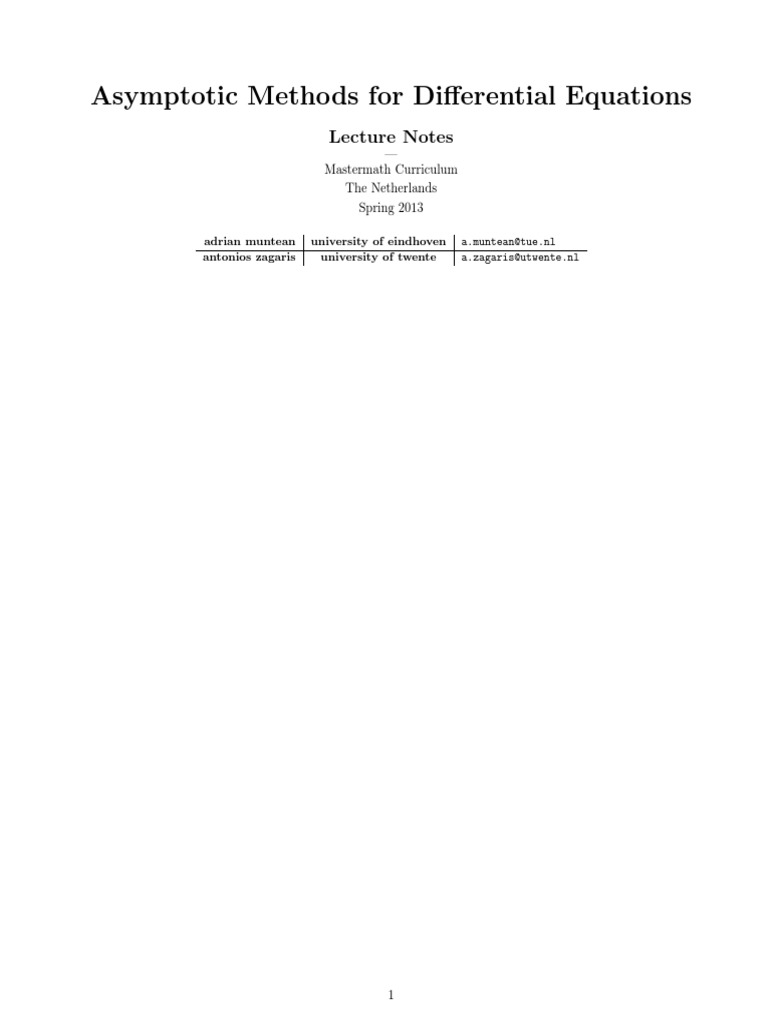Asymptotic Methods For Differential Equations Notes | PDF | Complex ...