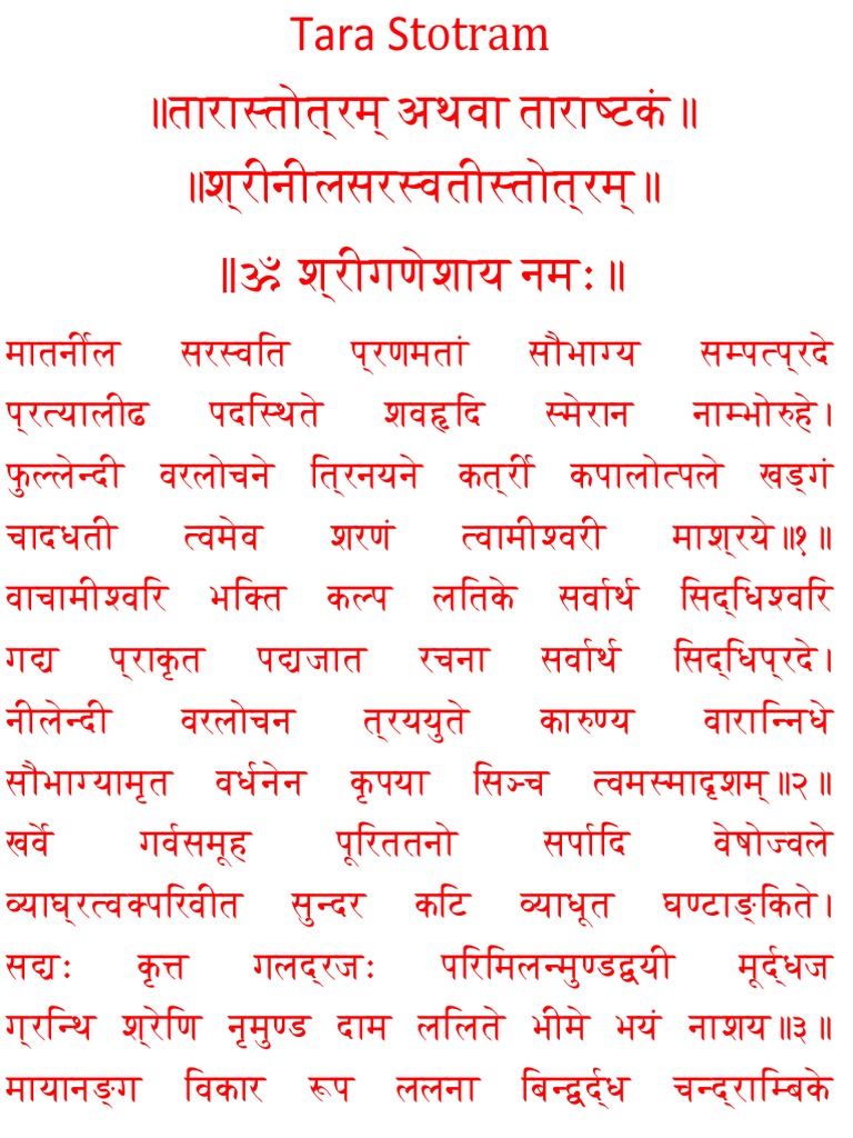 Durga Tara Stotram Neel Saraswati | PDF