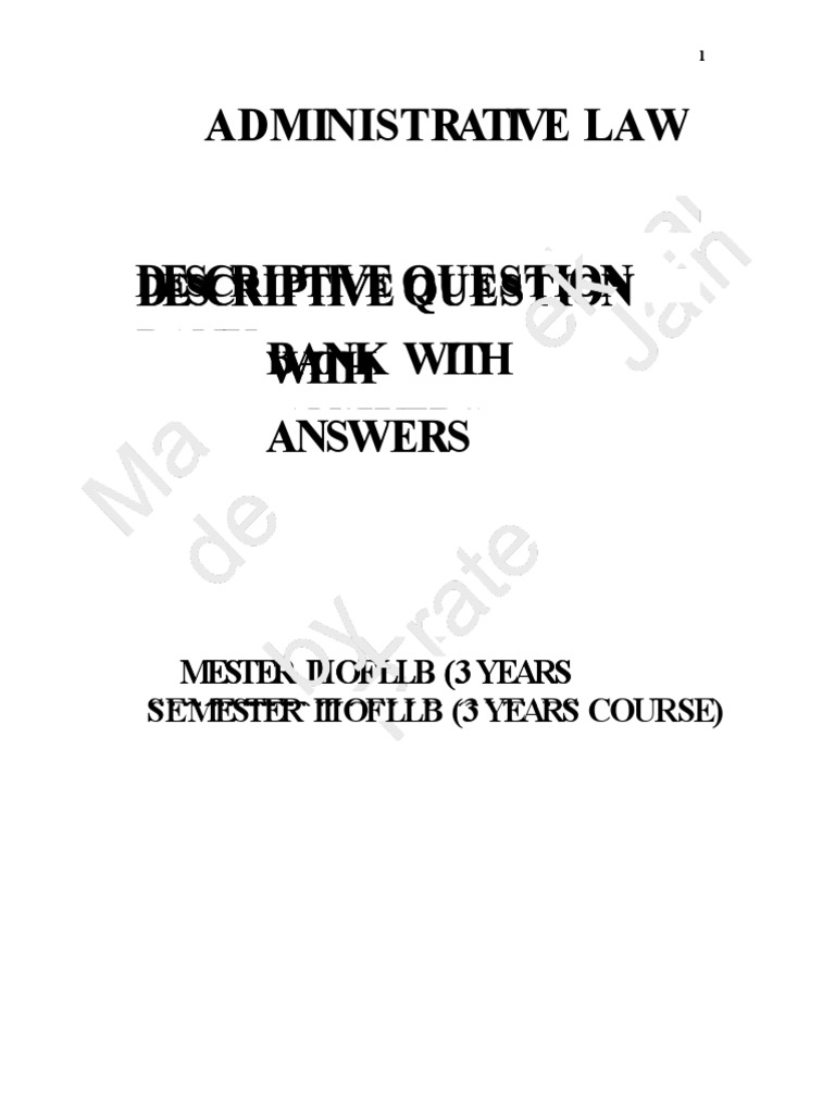 Administrative Law Descriptive Question Bank With Answers With Answers ...