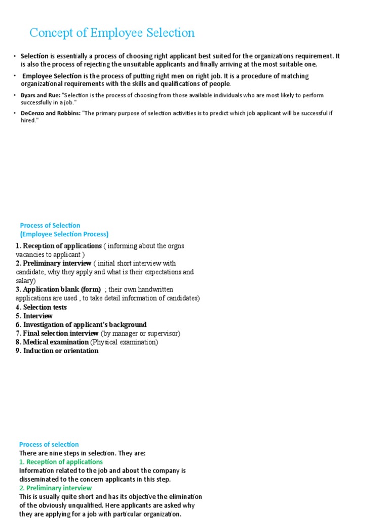 Concept of Employee Selection | PDF | Background Check | Behavioural Sciences