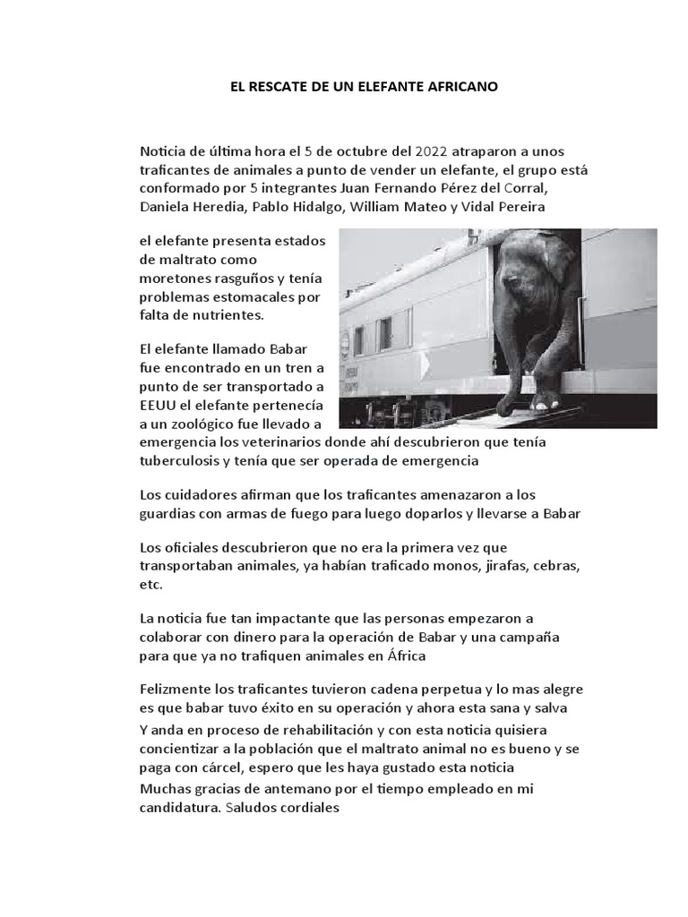 El Rescate de Un Elefante Africano | PDF