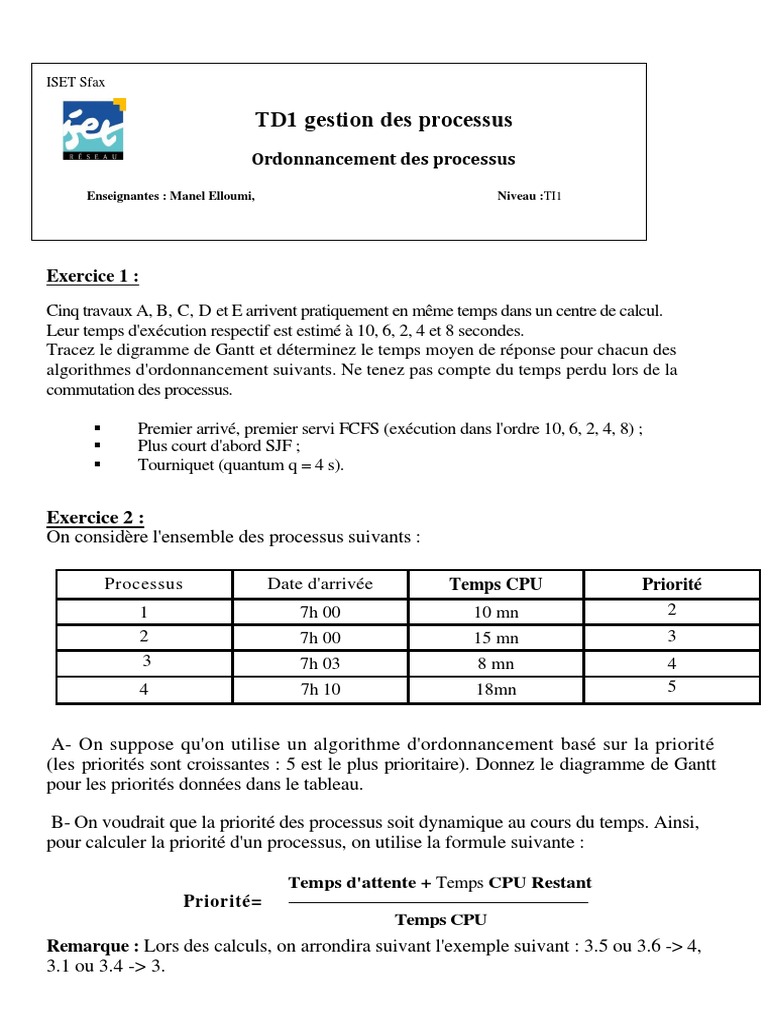 TD Processus | PDF | Entrée/Sortie | Informatique