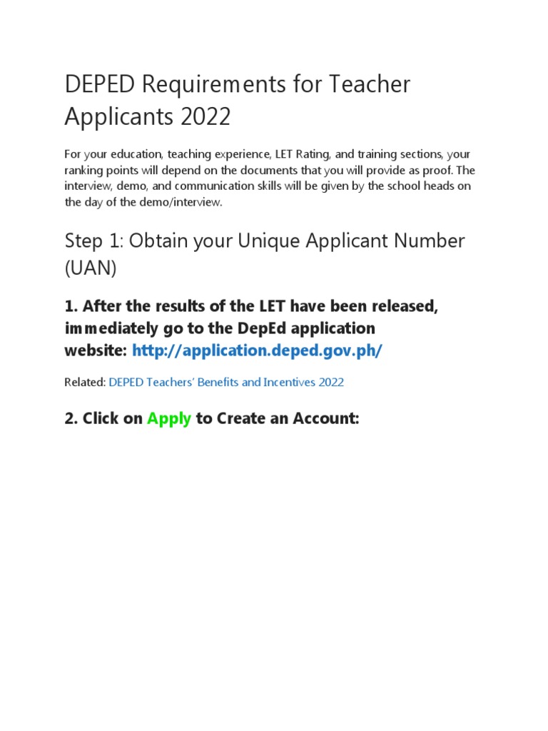 Deped List Of Requirements For Teacher Applicants