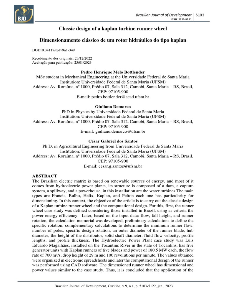 Classic Design of Kaplan Turbine Runner | PDF | Power Station ...