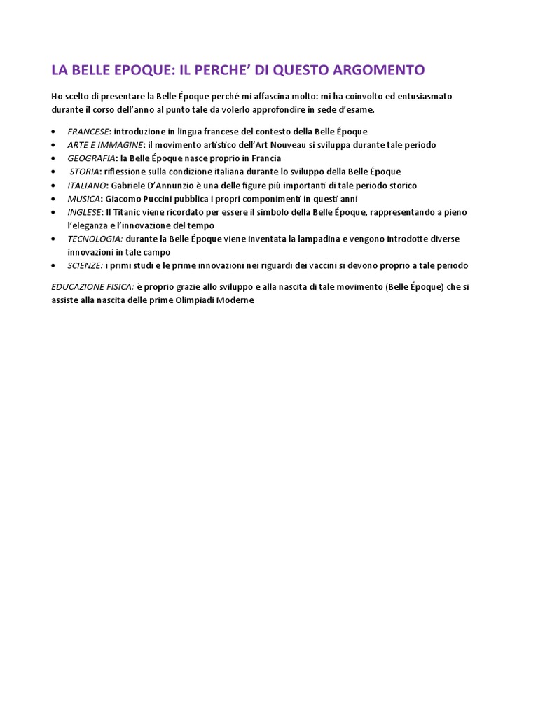 La Belle Epoque | PDF