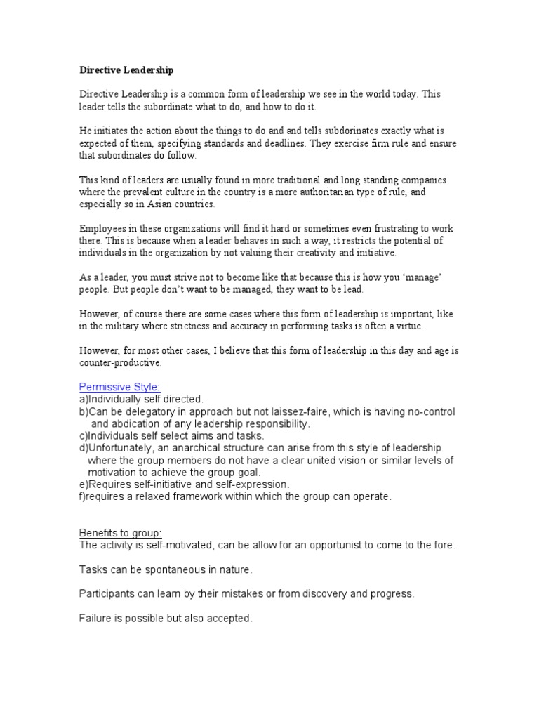 Directive Leadership | Leadership | Leadership & Mentoring | Free 30 ...