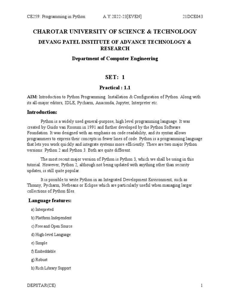 Py Set 1 Pdf Python Programming Language Computer Programming 9870