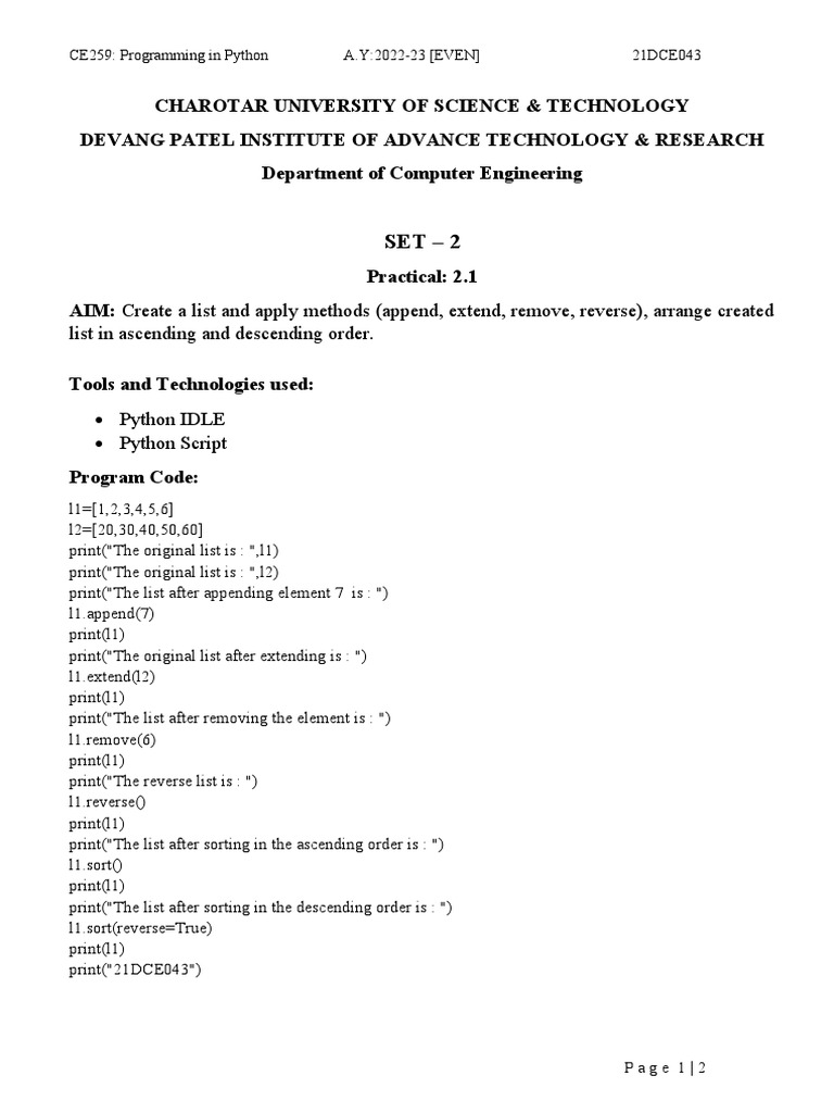 Py Set-2 | PDF | Python (Programming Language) | Applied Mathematics