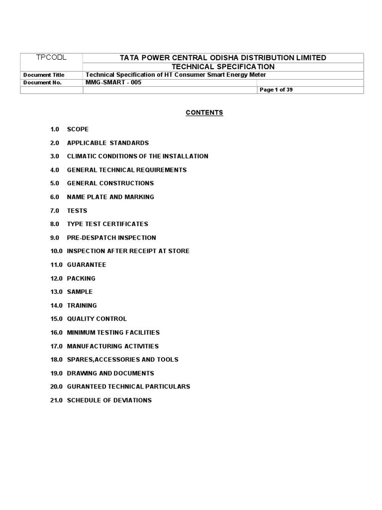 HT Smart Energy Meter Specification | PDF | Computer Network | Network ...