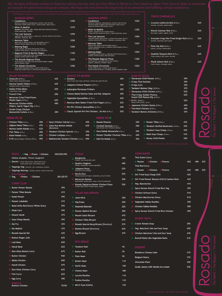Rosado Food Menu | PDF