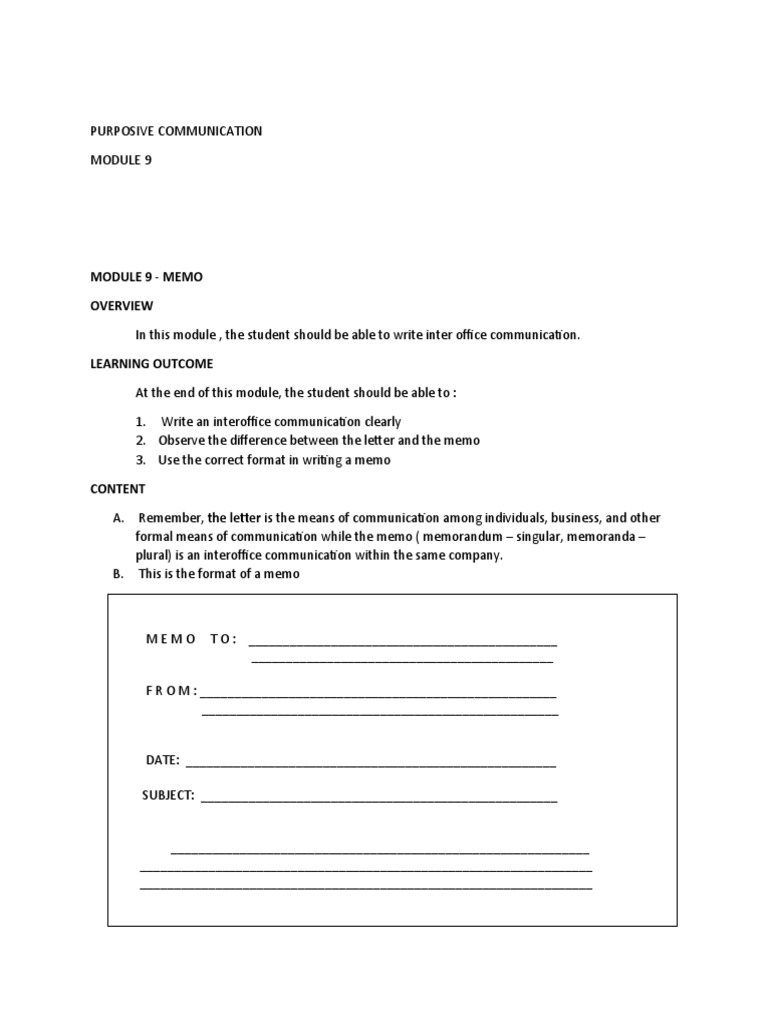 PCOM-Module 9-Midterm-Memo | PDF | Memorandum | Communication