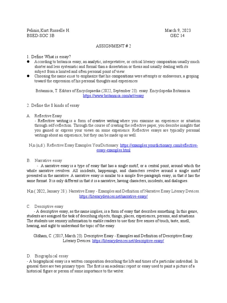 ESSay | PDF | Essays | Narrative