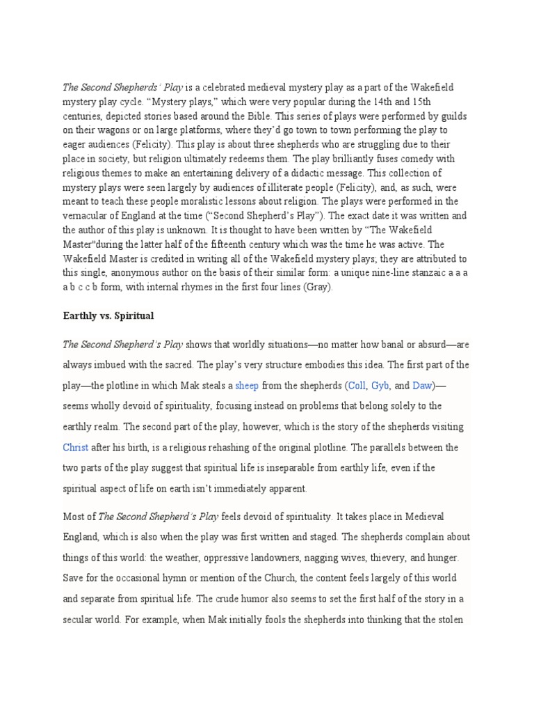 Second Shepherds Play | PDF | Nativity Of Jesus | Jesus