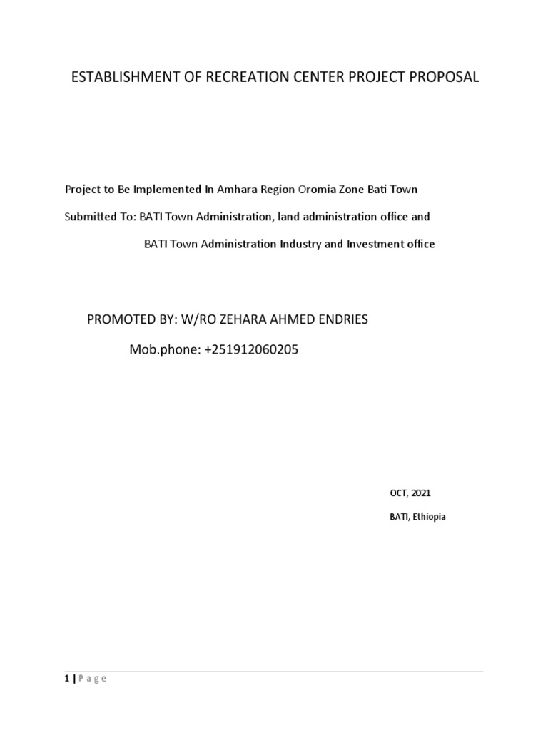 Wawa ESTABLISHMENT OF RECREATION CENTER PROJECT PROPOSAL | PDF | Net ...