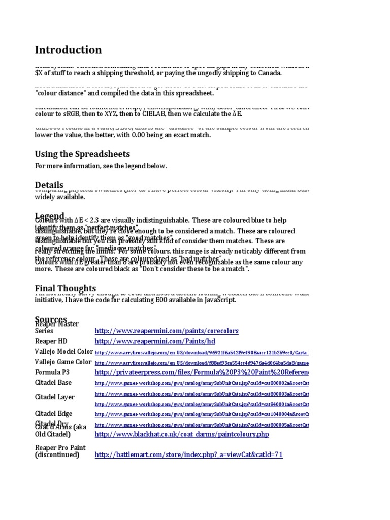 Paint Color Comparison Chart | Download Free PDF | Brown | Blue