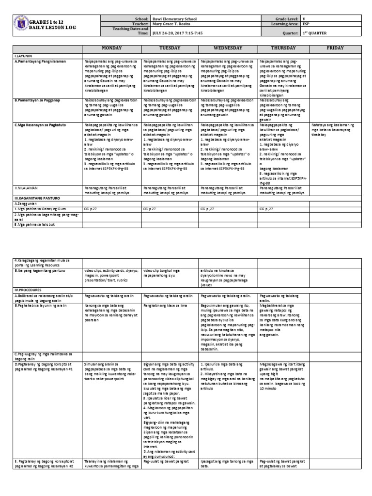 DLL - Esp 5 - Q1 - W8 | PDF