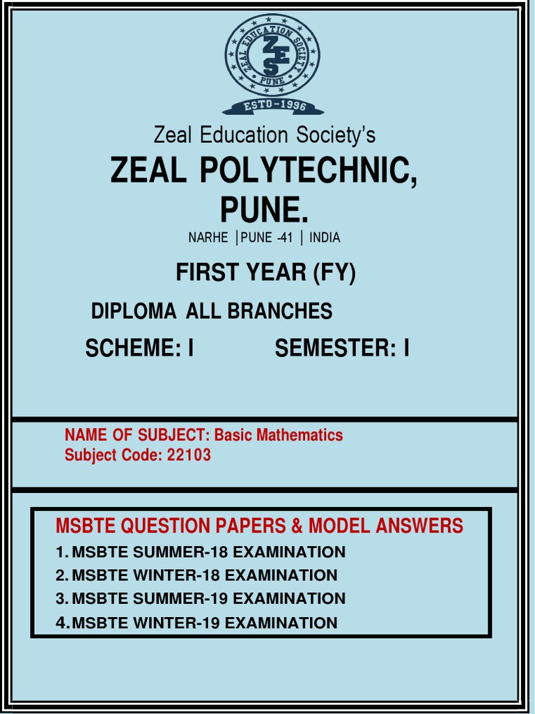Zeal Polytechnic, Pune.: First Year (Fy) | PDF | Area | Mathematics