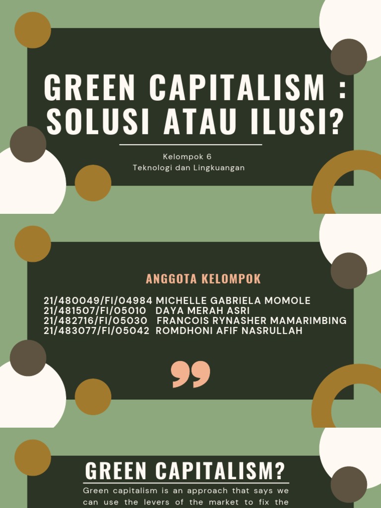 Teknologi Dan Lingkungan Green Capitalism | PDF