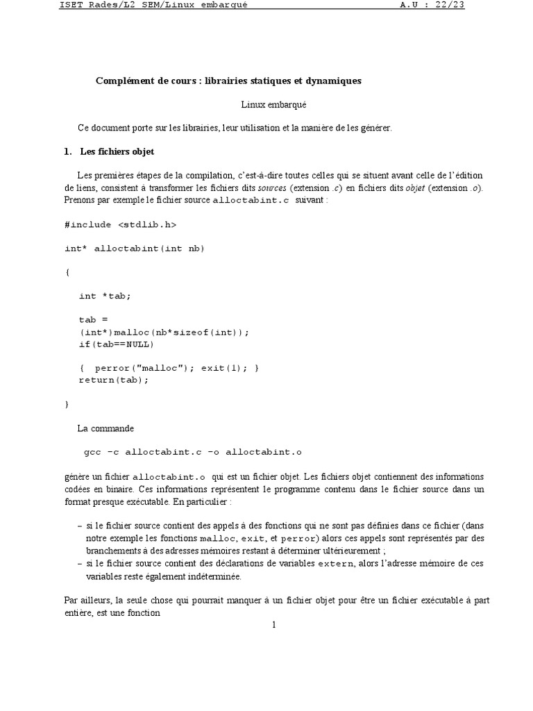 Librairies Linux Embarqué: Guide Pratique | PDF | Bibliothèque logicielle | C (Langage de ...