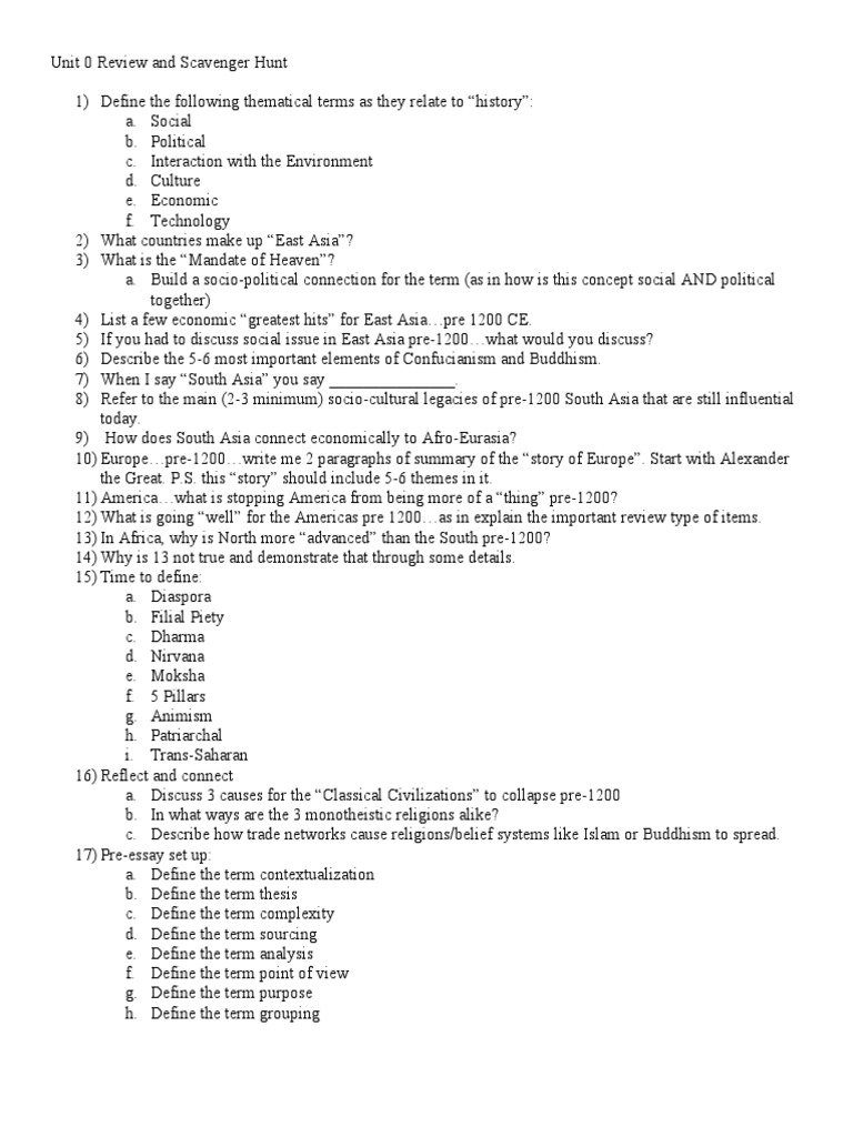 Unit 0 Scavenger Hunt | PDF