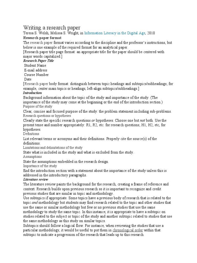 Writing A Research Paper | PDF | Methodology | Index Term