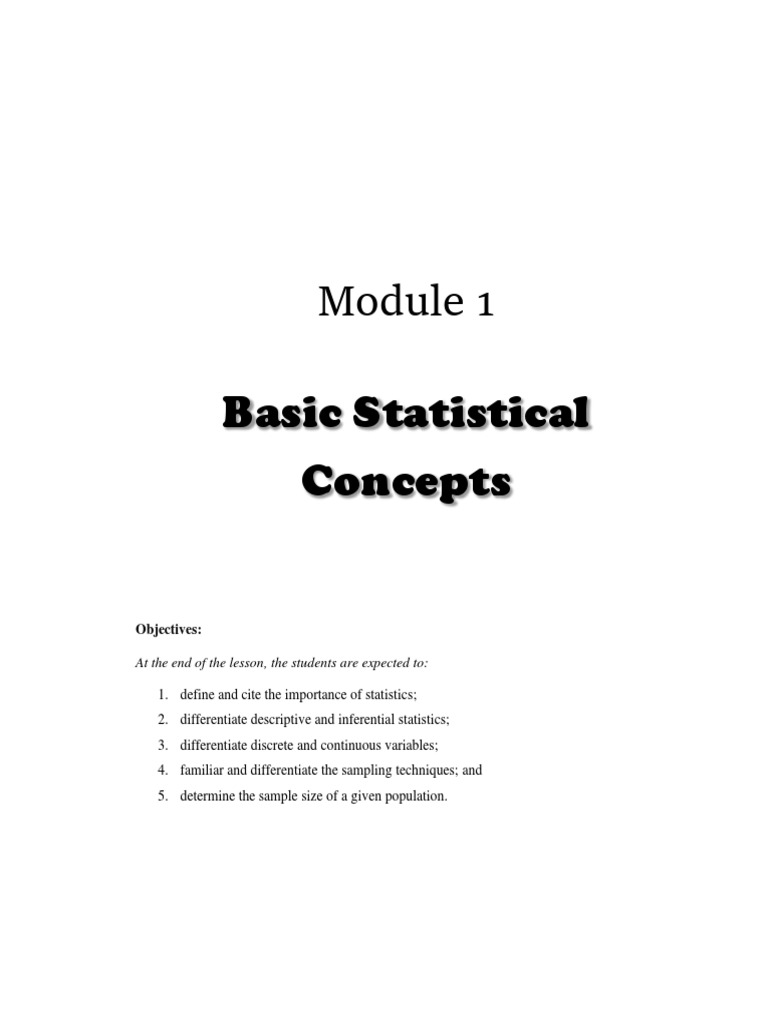 Module1 Basic Statistical Concepts Business Pdf