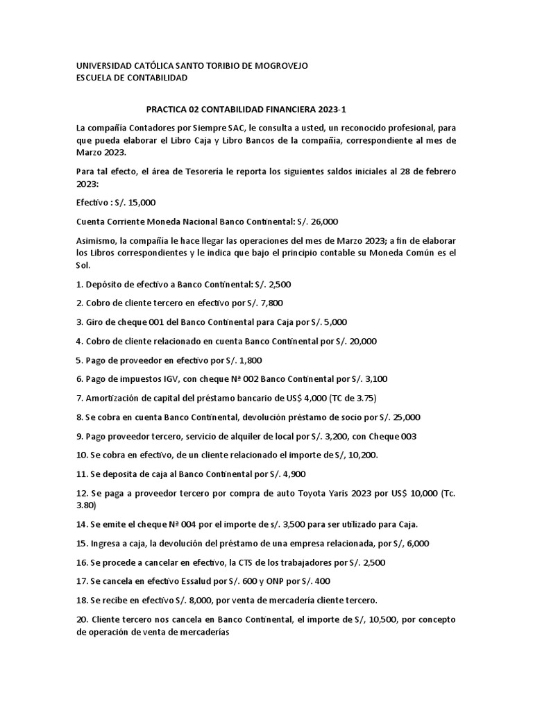 PRACTICA Conta | PDF | Bancos | Contabilidad