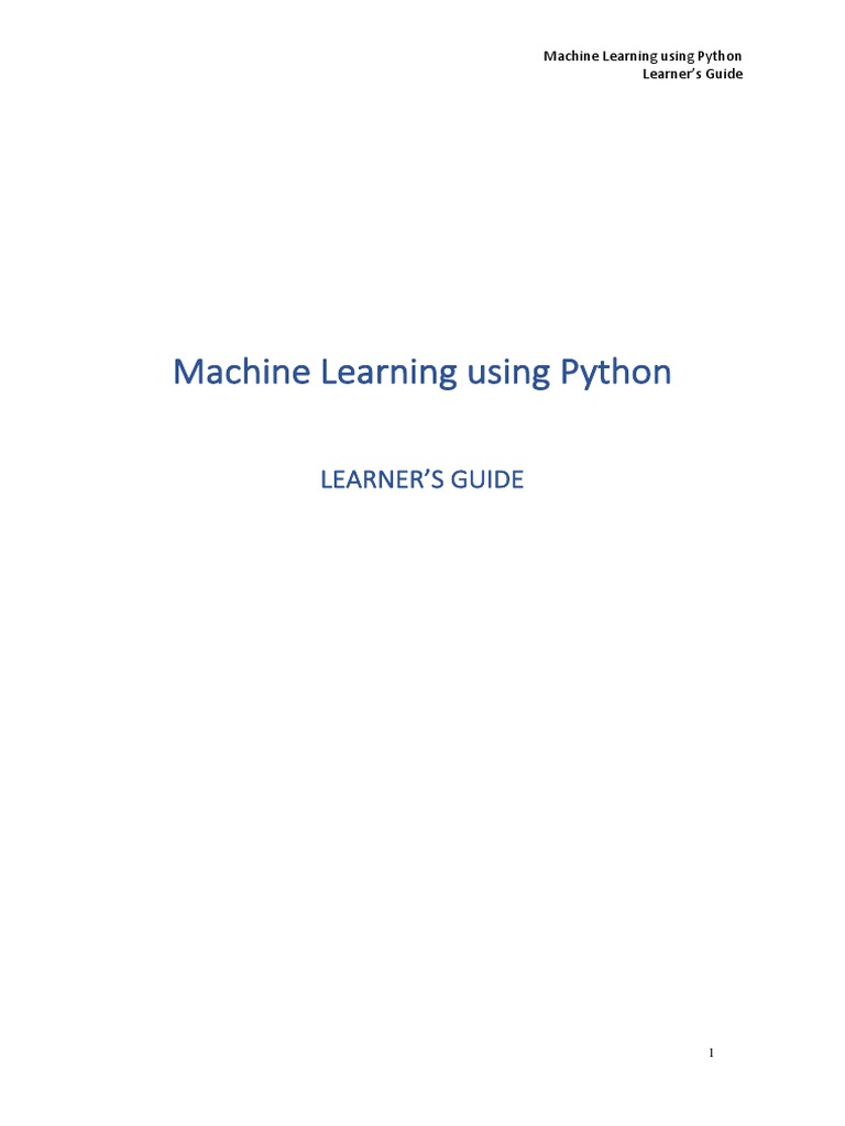 Learners Guide - Machine Learning and Advanced Analytics Using Python | PDF | Data Type ...