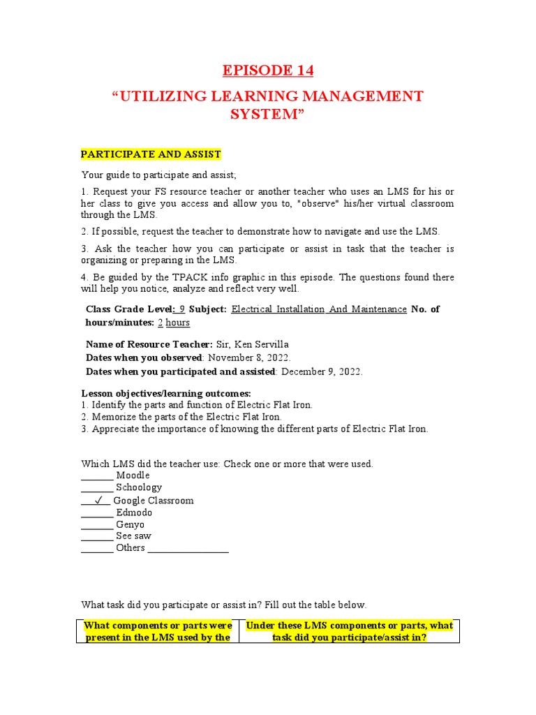Episode 14 "Utilizing Learning Management System" | PDF | Educational Technology | Learning
