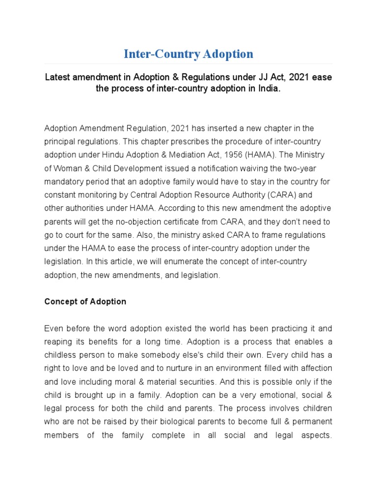 Inter-Country Adoption | PDF | Adoption | Childhood