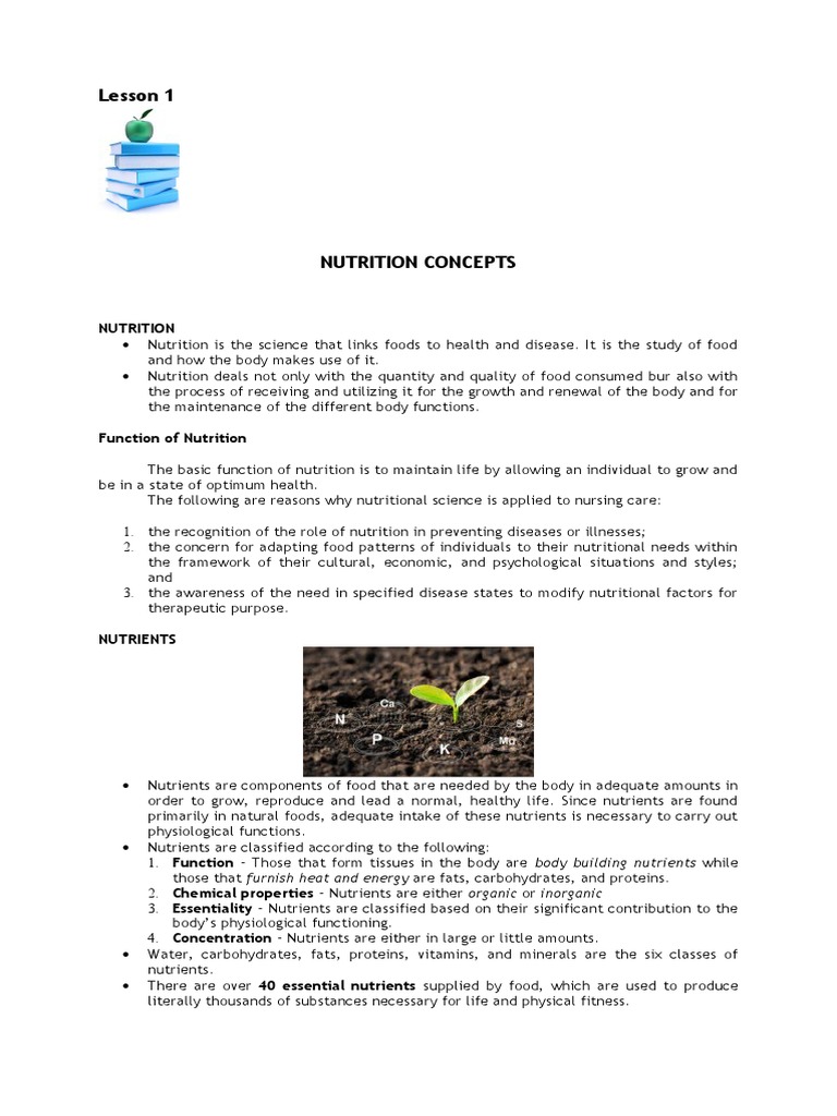 M1 Lesson 1 | PDF | Nutrients | Nutrition